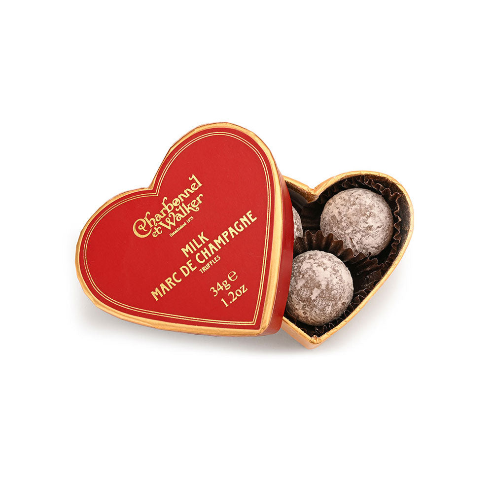 Charbonnel et Walker Mini Red Heart – Milk Marc de Champagne Truffles ...
